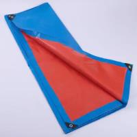 China Coated Woven Plain EN Heavyweight Tarpaulin Waterproof 220g Blue No Limit Rolls Woven for sale
