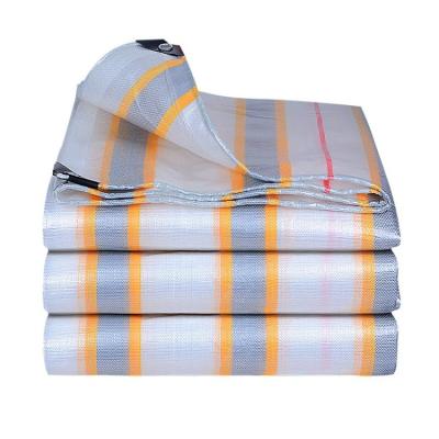 China Waterproof Heavy Duty PE Tarpaulin 3x4m 4x5m 4x6m Yellow Stripe Outdoor Cover for sale