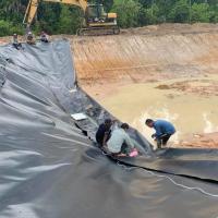 China Double Smooth/Texture Surface HDPE Geoliner for Indonesia Fish Farm Pond 1m-8m Width for sale