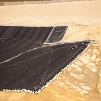 China Foldable HDPE Geomembrane Fish Pond Liner 0.75mm Black for Crawfish Farming for sale