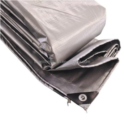 China PE Tarpaulin Silver Gray 160g Waterproof Rainproof Tent Awning Cover 2-11m Width for sale