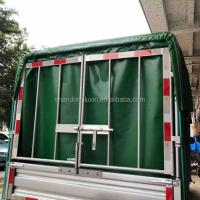 China UV Treated PVC Tarpaulin Striped Awning Fabric Heavy Duty 280-960gsm for sale