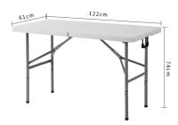 China 122*61*74CM White Plastic Folding Table With Adjustable Height For Outdoor Picnic 4FT for sale