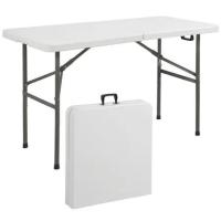 China 122*61*74CM White Plastic Folding Table With Adjustable Height For Outdoor Picnic 4FT for sale