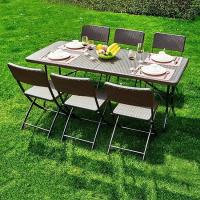 China 180*76*74cm Rattan Folding Table for Outdoor Furniture Rectangle Banquet Design for sale