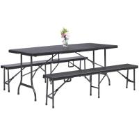 China Plastic Table Folding Style Imitated Rattan Lightweight Portable Camping Picnic Table for sale