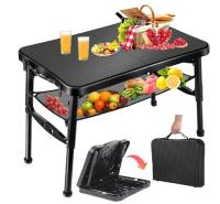China 2023 Amazon Outdoor BBQ Party Patio Aluminum Portable Folding Camping Picnic Table for sale