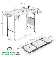 China Convenient Outdoor Camping Folding Fish Fillet Table with Sink and Alumium Frame for sale