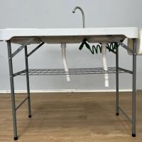 China Convenient Outdoor Camping Folding Fish Fillet Table with Sink and Alumium Frame for sale