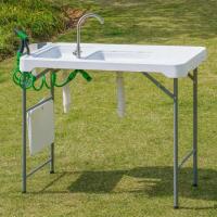China Convenient Outdoor Camping Folding Fish Fillet Table with Sink and Alumium Frame for sale