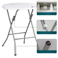 China Mail Packing 60cm Round White Plastic Mini Bar Dining Table with Customized Color for sale