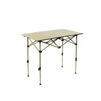 China Lightweight Iron Outdoor Camping Picnic Height Adjustable Folding Roll Wooden Table for sale