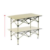 China Lightweight Iron Outdoor Camping Picnic Height Adjustable Folding Roll Wooden Table for sale
