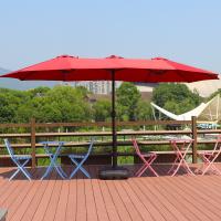 China Hotel Coffee Shop Garden Patio Umbrella with Manual Control and Iron Steel Frame for sale
