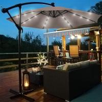 China Outdoor Leisure Iron Steel Garden Umbrella with Hand Crank and Waterproof Cover 2.7m Size for sale