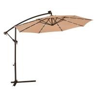 China Outdoor Funiture Color Customized 2.7M Hand Crank Sunshade with Led Light Iron Umbrella for sale