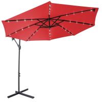 China Outdoor Funiture Color Customized 2.7M Hand Crank Sunshade with Led Light Iron Umbrella for sale