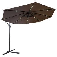 China Outdoor Funiture Color Customized 2.7M Hand Crank Sunshade with Led Light Iron Umbrella for sale