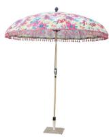 China Modern Design Style 18K Fiberglass Ribs 160G Polyester Outdoor Umbrella with Tassels for sale