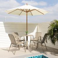 China Mail Packing Outdoor Garden Patio Aluminum Umbrella with Wooden Appearance for sale