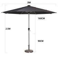 China General European Style Solar Energy USB Rechargeable Steel Patio Umbrella with 3 LED for sale