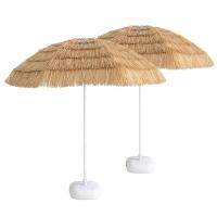 China Manual Control Sun Beach Straw Thatch Scenic Patio Umbrellas Folding Wooden Iron Umbrella for sale