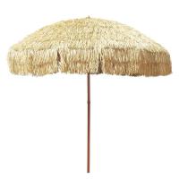 China Manual Control Sun Beach Straw Thatch Scenic Patio Umbrellas Folding Wooden Iron Umbrella for sale