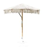 China General 2.5mm Wooden Pole European Style Bohemia Terylene Cotton Beach Wood Umbrella for sale