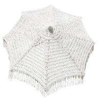 China Outdoor Patio Macrame Beach Wood Umbrella with 2.5mm Wooden Pole and Mail Packing Y for sale