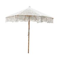 China Outdoor Patio Macrame Beach Wood Umbrella with 2.5mm Wooden Pole and Mail Packing Y for sale