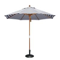 China Manual Control Striped Color Wooden Umbrella with Waterproof Sunshade and 10*15mm Ribs for sale