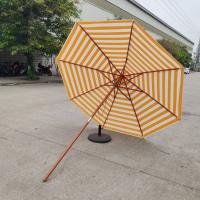 China Manual Control Striped Color Wooden Umbrella with Waterproof Sunshade and 10*15mm Ribs for sale
