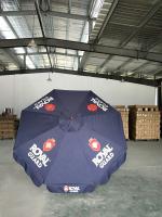 China Outdoor Sunshade 2.5M Navy Blue Wooden Umbrella with Straight Wood Frame and Custom Logo for sale