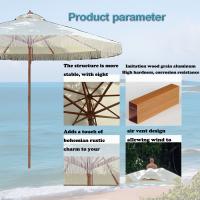 China Hand Woven Tassel Outdoor Column Straight Umbrella with Wood Grain Aluminum Frame for sale