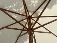 China Hand Woven Tassel Outdoor Column Straight Umbrella with Wood Grain Aluminum Frame for sale