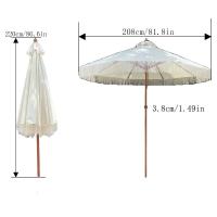 China Hand Woven Tassel Outdoor Column Straight Umbrella with Wood Grain Aluminum Frame for sale