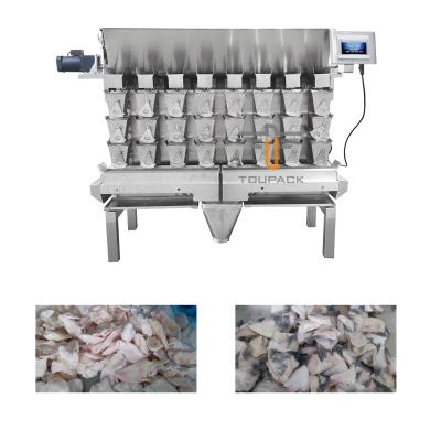 China Three Layer 8 Head Screw Feeding Multihead Weigher For Fresh Sticky Food Shredded Meat for sale