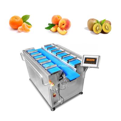 China 40BPM 10 Head 14 Head Fruit Multihead Weigher Tangerine Orange Belt Conveyer Weighing for sale