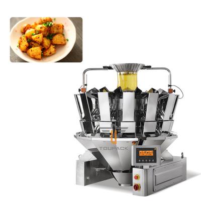 China Spicy Potato Cubes Weighing Packing Machine Full Automatic 14 Head Hopper Multihead Weigher for sale