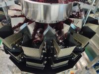 China Automatic Screw Feeder Combination Weigher Filling Sticky Food Meat Dark Gold Multihead Weigher for sale