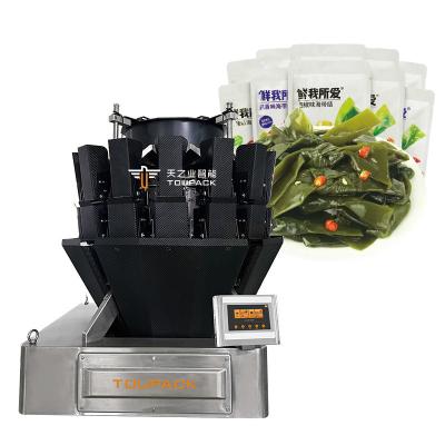 China Automatic Kelp Screw Feeder Combination Weigher Filling Sticky Product Food Meat Fish Beef Chicken Multihead Weigher for sale