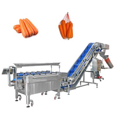 China Vegetable Mesh Bag Packing Machine Carrot Semi-Automatic Net Bag System Weighing Packing Machine for sale
