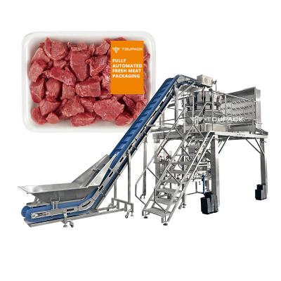 China Combination weigher MAP Packaging Machine with Multihead Weigher for Fresh Meat & Ready Meals for sale