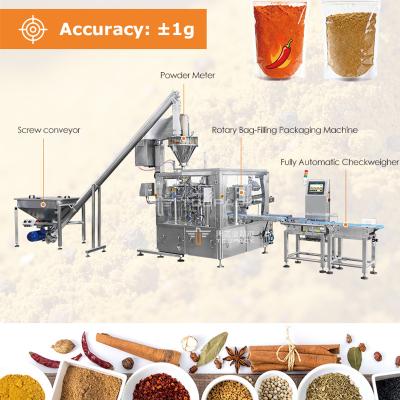China Linear Weigher VFFS Seasoning Packaging Line Automatic High Accuracy Vffs Turmeric Plant Flour Spice Seasoning Powder Wrapping Filling Sealing Blending Bags Food for sale