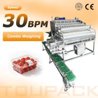 China Fruit Tray Sealing Packaging Line | With Automatic Tray Denester & Fruit Linear Weigher for sale
