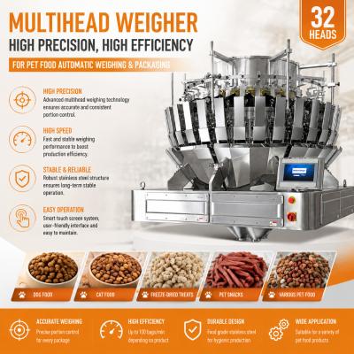 China 32 Head Multihead Weigher Pet Food Packaging System for Accurate Portion Control and High Speed Packing for sale