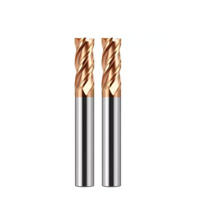 China Square Solid Carbide End Mill HRC55 Degree Bronze Color Coating 4 Flutes for sale