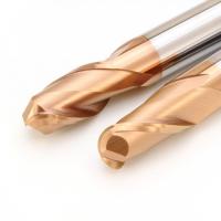 China Standard 2 Flutes Ball Nose End Mill Cutter HRC55 Bronze Nano Coating for sale