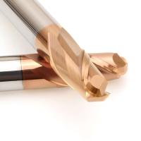 China Standard 2 Flutes Ball Nose End Mill Cutter HRC55 Bronze Nano Coating for sale