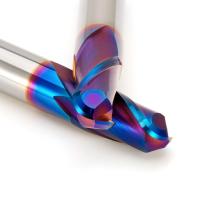 China HRC65 Degree Carbide End Mill , Blue Nano Coating Ball Nose CNC Milling Cutter for sale